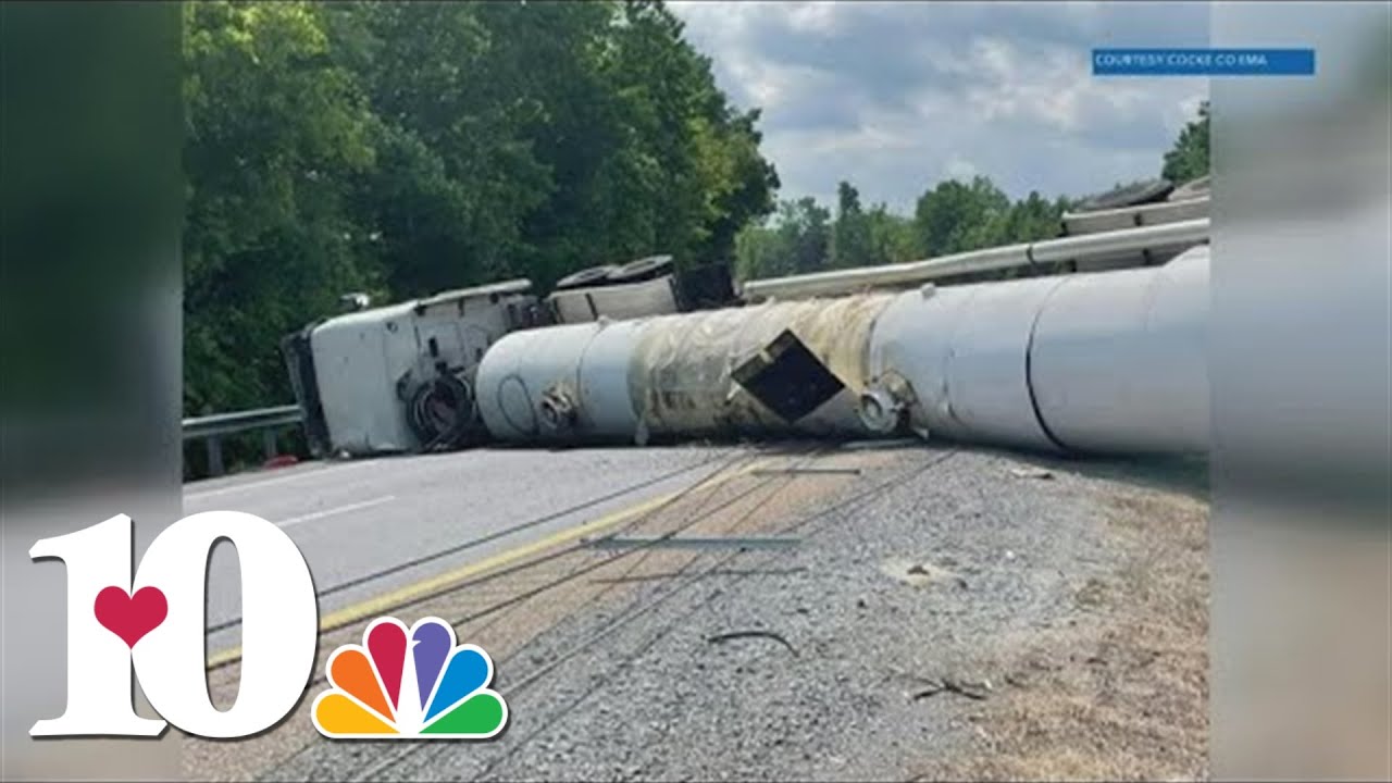 Tanker truck carrying hazardous material overturned in Cocke County ...