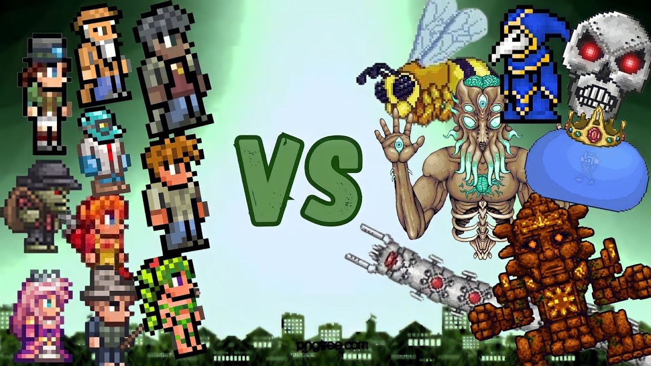 Todos os NPC'S VS Bosses no Master Mode, Terraria! - YouTube