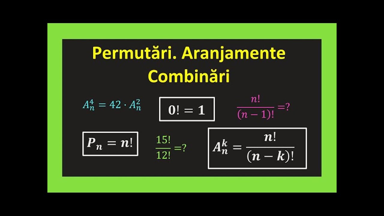 Elemente de combinatorică : Permutări , Aranjamente , Combinări - YouTube