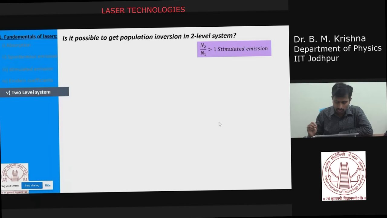 Laser Technologies_Lecture 5: Two level system continuation, Three ...
