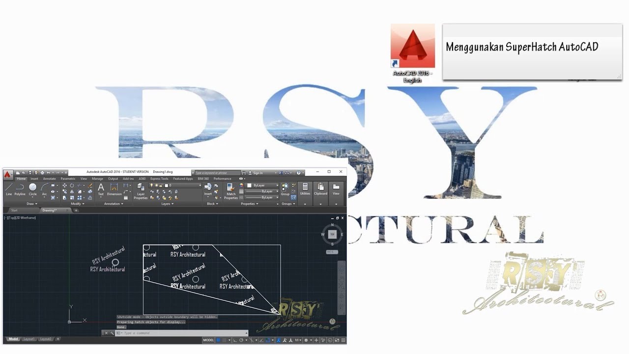 Cara Menggunakan SuperHatch mudah di Autocad - YouTube