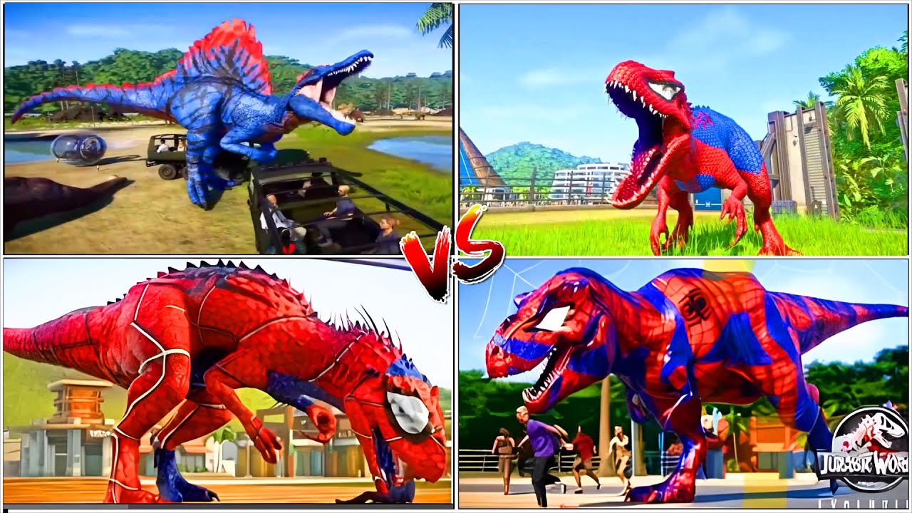 Captain America T REX 🆚 Spider Man Scorpius REX🆚 Superhero Dinosaurs ...