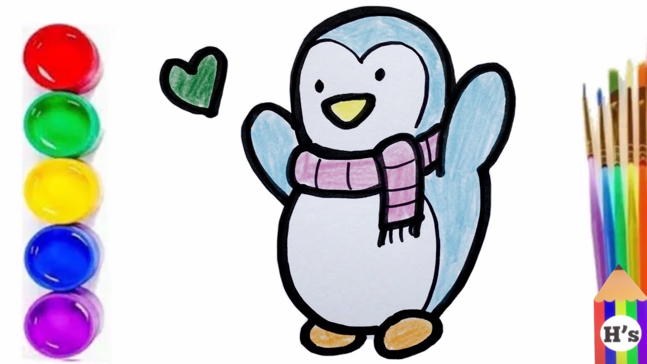 How To Draw a Cute Penguin | Bolalar uchun pingvin rasm chizish ...