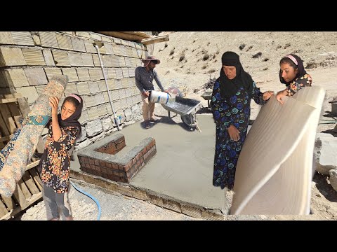 Cementing the seating platform, starting the cave repair: Grandma's family's successes