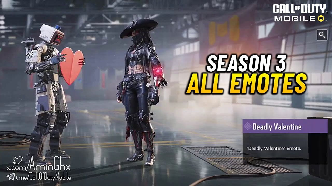 Season 3 All Free & Paid Emotes CODM - COD Mobile Deadly Valantine ...