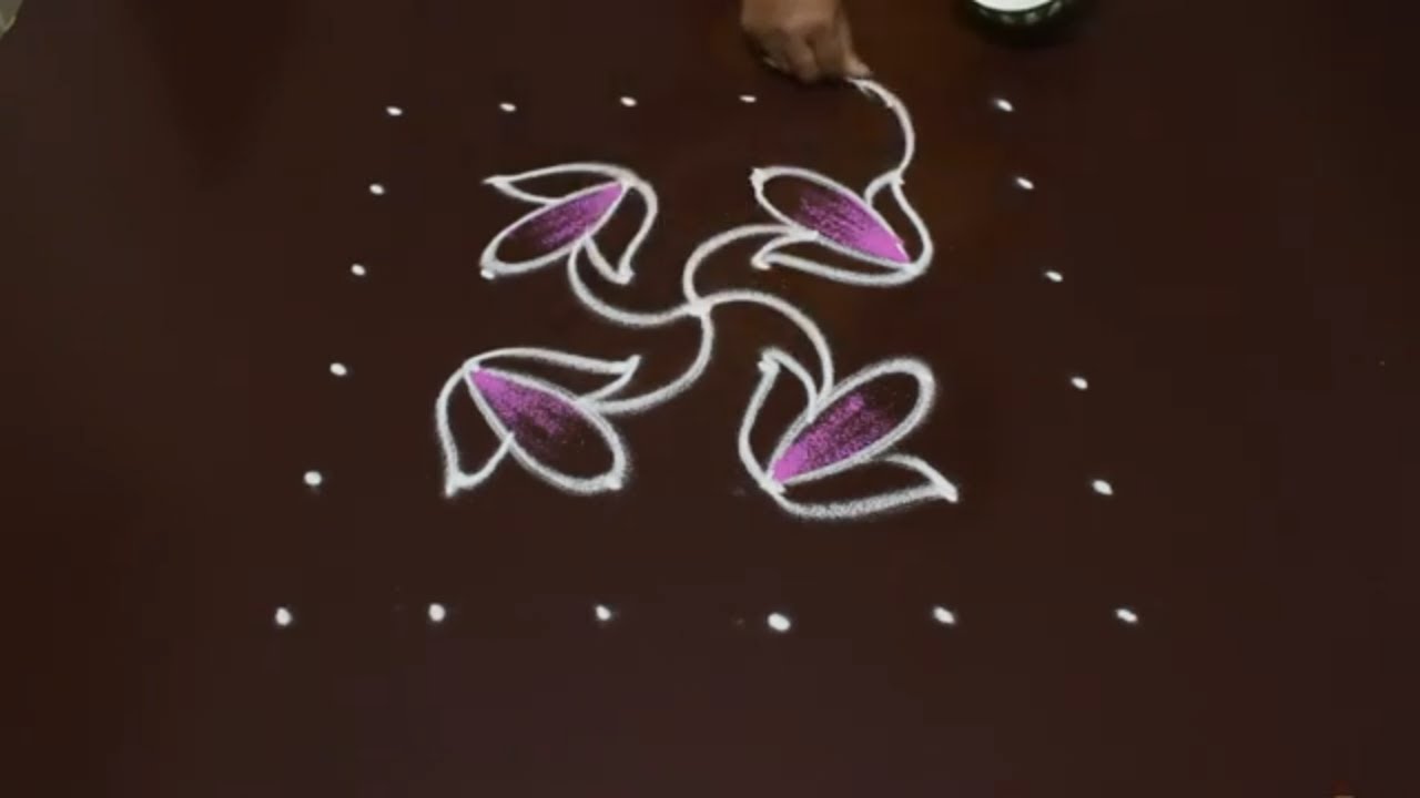 New rangoli design | 6*6 dots easy rangoli | daily rangoli by sunitha ...
