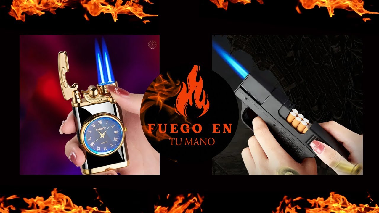 Probando encendedor en forma de pistola y encendedor doble llama(Características y desarmado ...