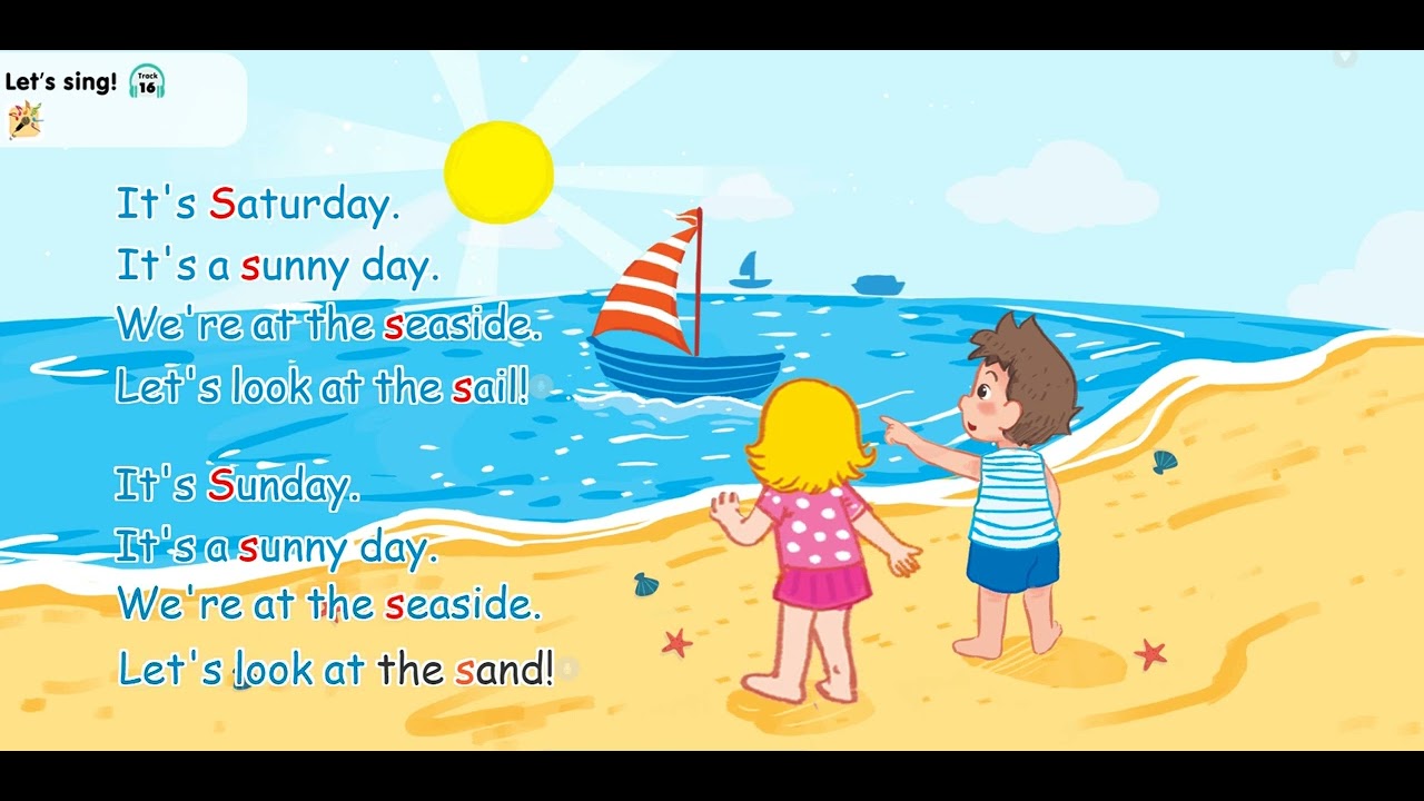 English 2- Unit 3-At the seaside / Let's Sing- It's a sunny day!#sunny ...