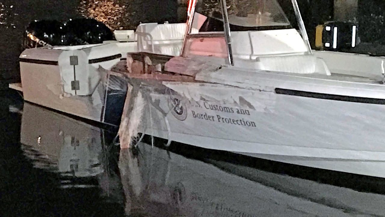 Customs Boat Hits Channel Marker - YouTube