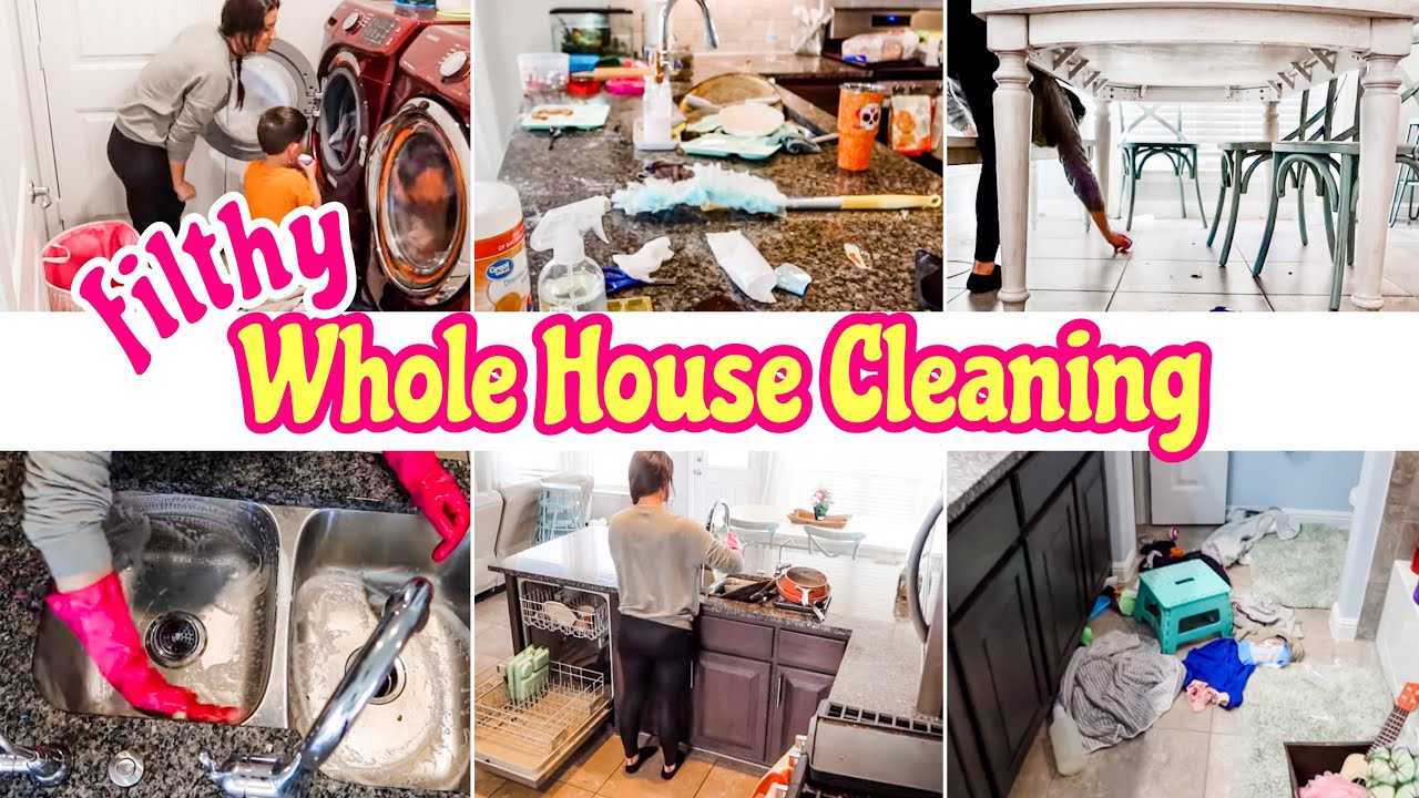 MASSIVE WHOLE HOUSE CLEAN WITH ME | ALL DAY MESSY HOUSE CLEANING ...