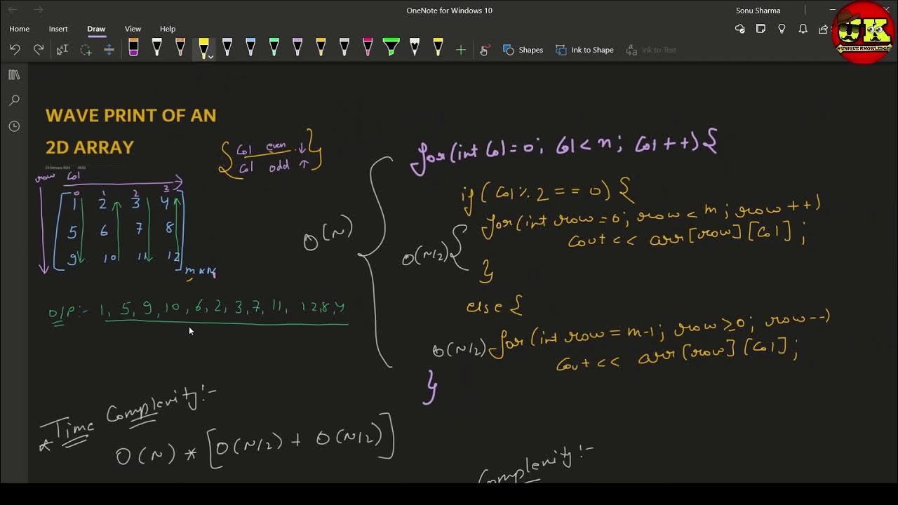 wave print of an 2d matrix || zig-zag print || Coding interview ...