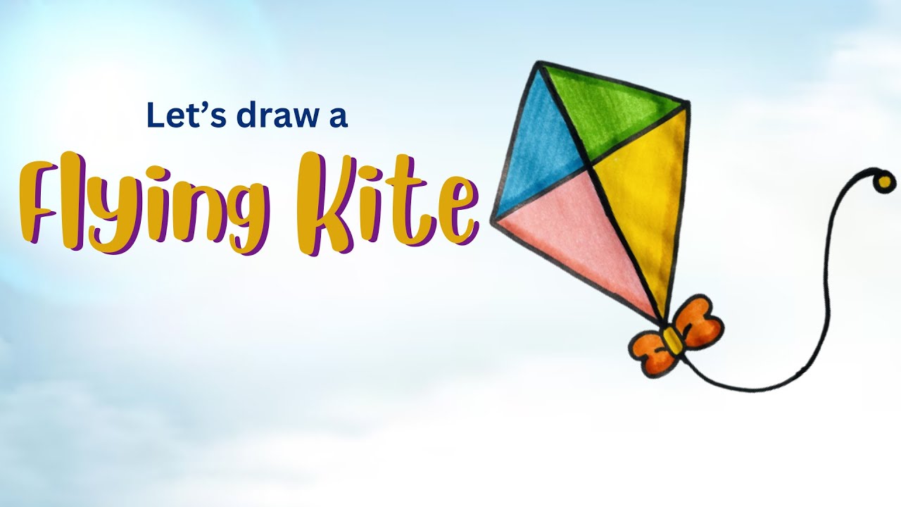 How To Draw A Flying Kite | Easy and Simple Kite - YouTube