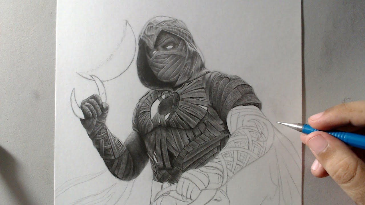 Drawing moon knight step by step live - YouTube