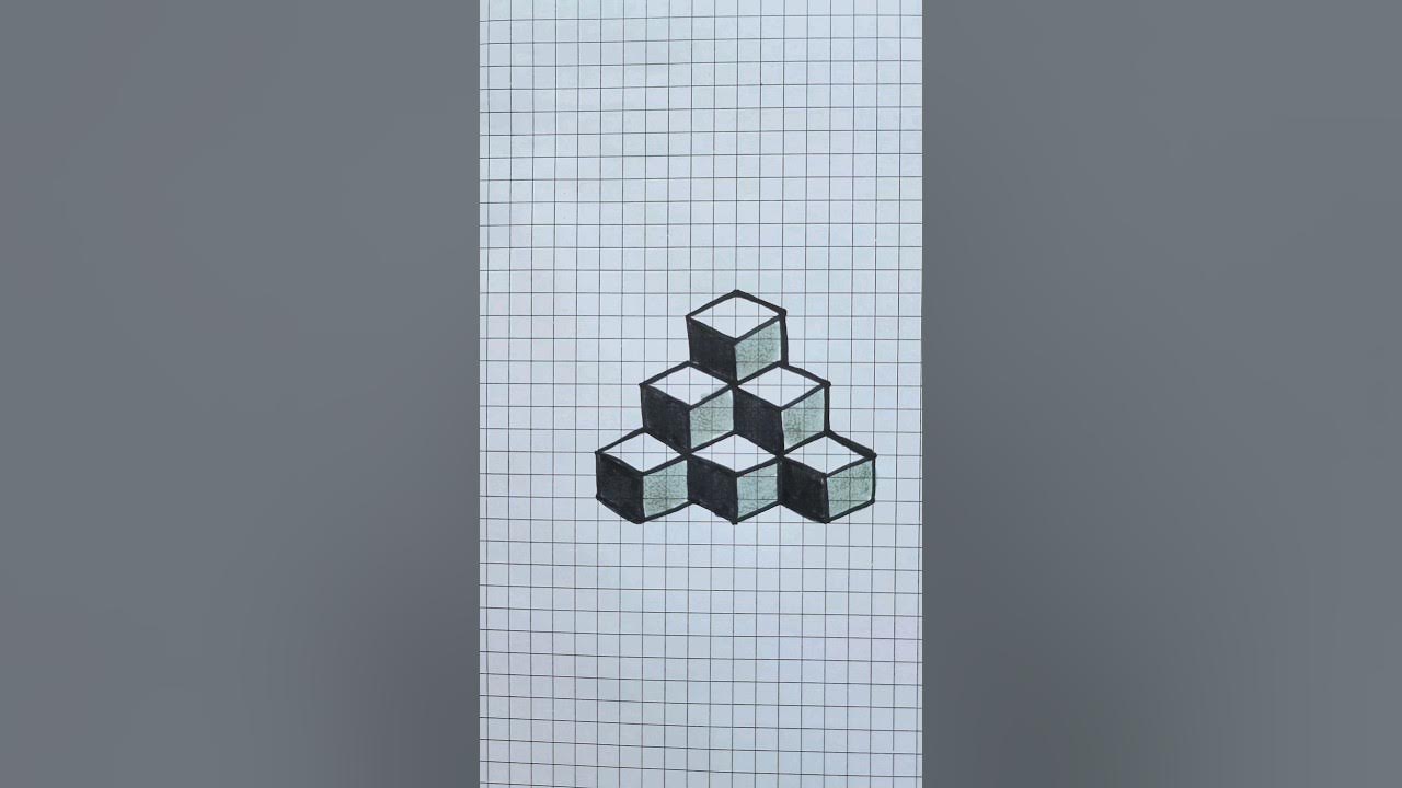 3D cube optical illusion drawing| 3D cube drawing | relaxing 3D art ...
