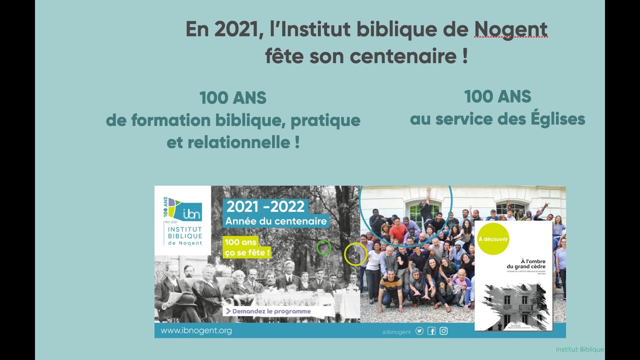 Une formation biblique, pratique et relationnelle...depuis 100 ans ...