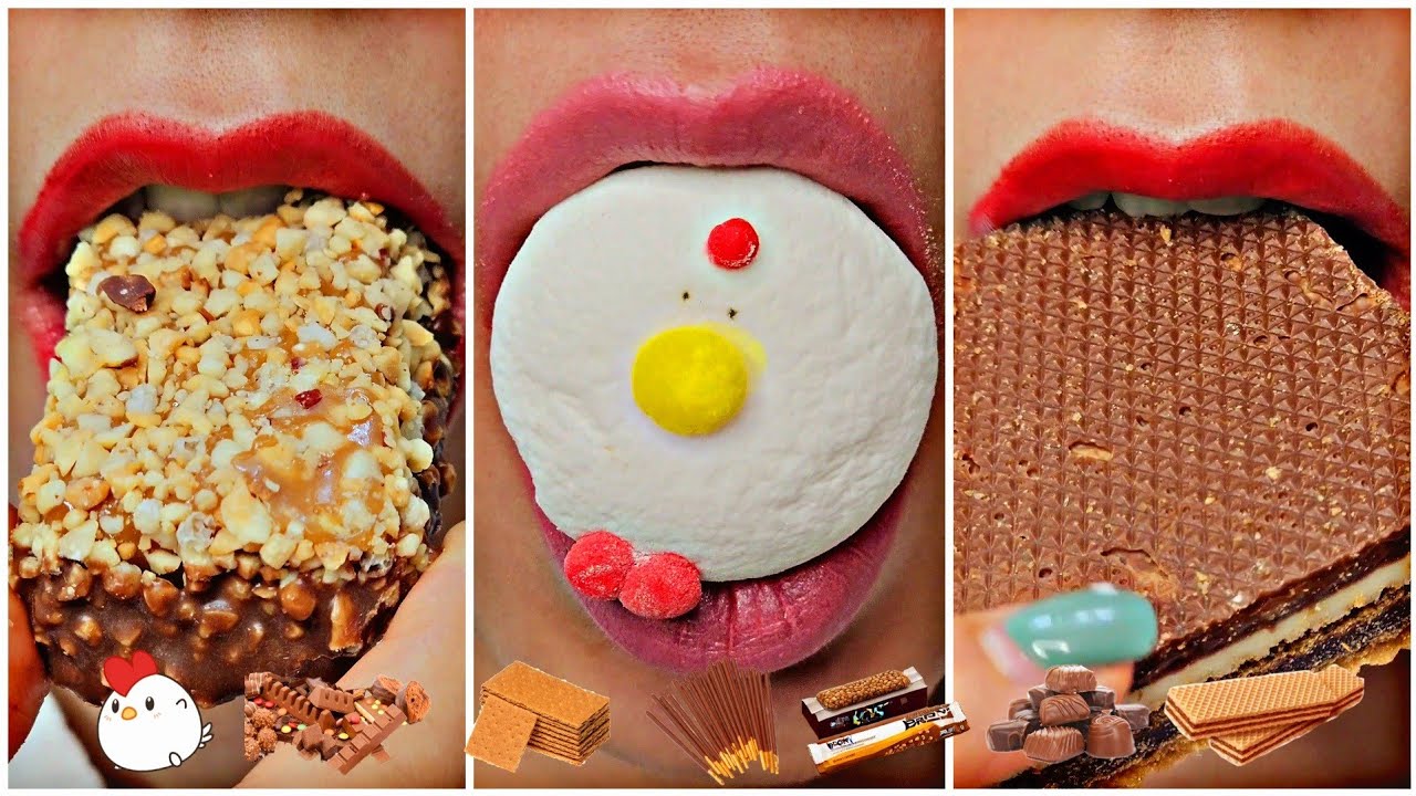 Satisfying ASMR Mukbang Eating Emoji | Crunchy ASMR eating - YouTube