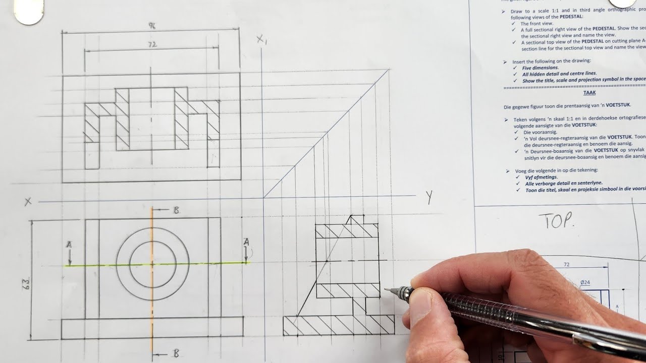 HOW TO draw a THIRD ANGLE Orthographic Projection - HSE | Page 6-9 ...