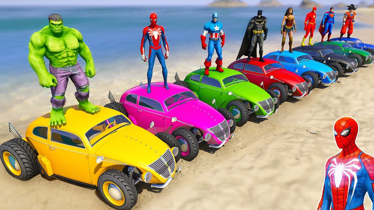 Spiderman Crazy Mini Cars Racing Challenge on Blocks Narrow Ramp With ...