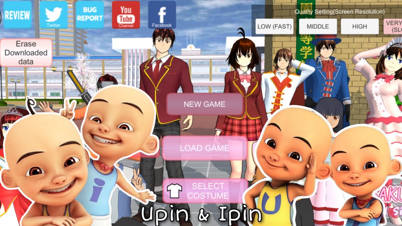 Cara membuat karakter Upin Ipin di Sakura School Simulator | Tutorial game - YouTube