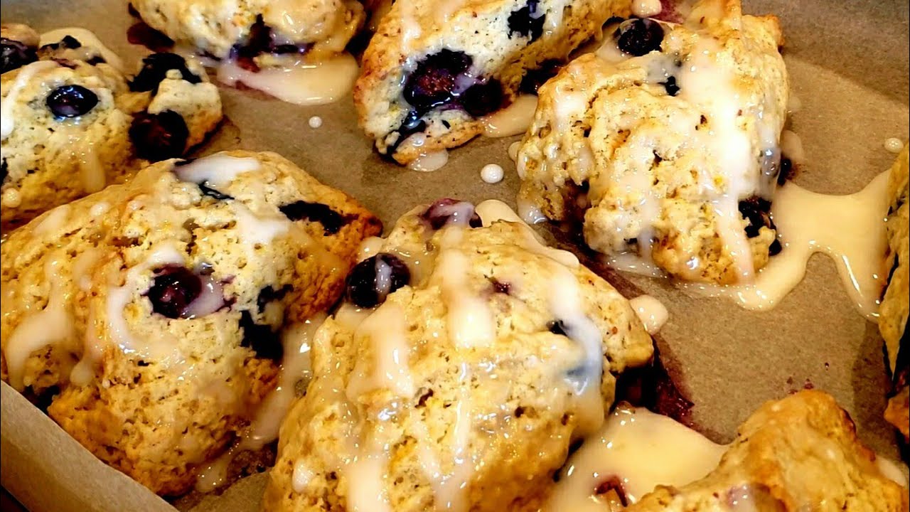 The Best Scone Recipe No Egg With Fresh Blueberries And Orange Glaze Youtube