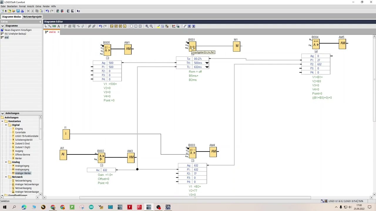 Siemens Logo Variablen über graue Verbindungslinien weitergeben ...