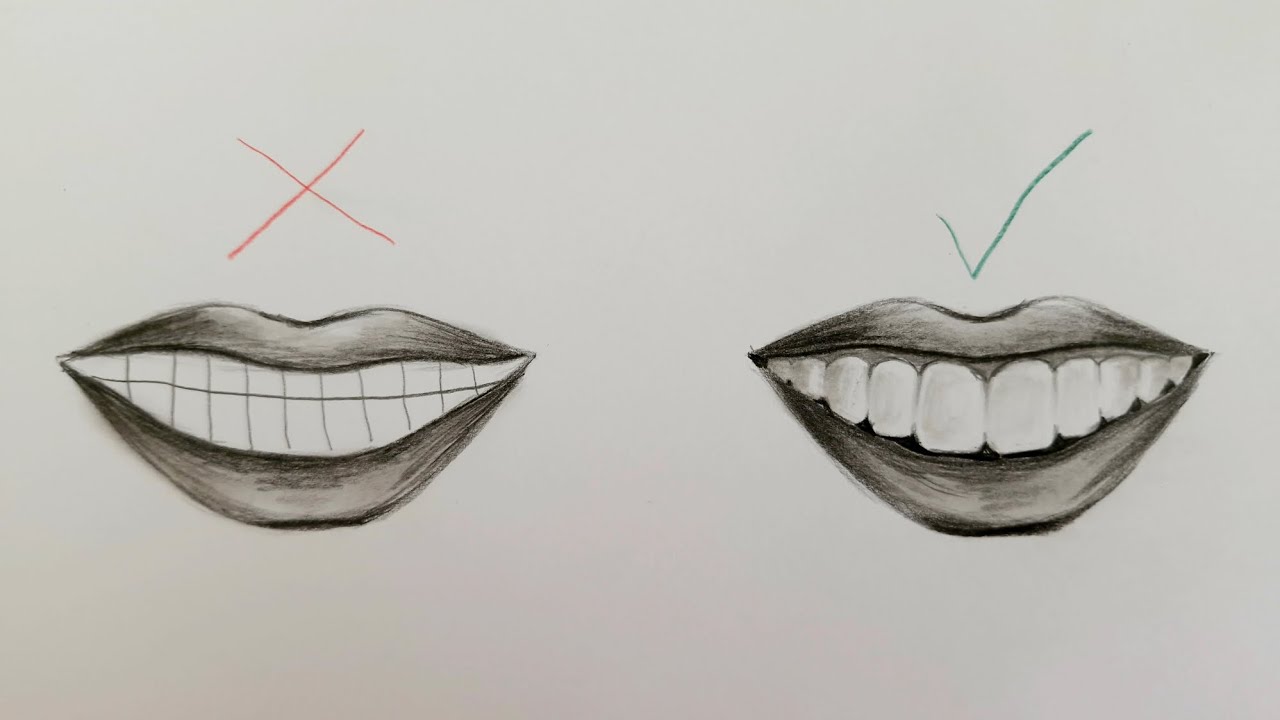 How to draw teeth correctly? Easy tooth drawing! - YouTube