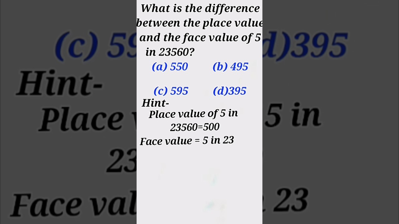 What Is The Difference Between The Place Value And The Face Value Of 5 What Is The Difference Between The Place Value And The Face Value Of 5
