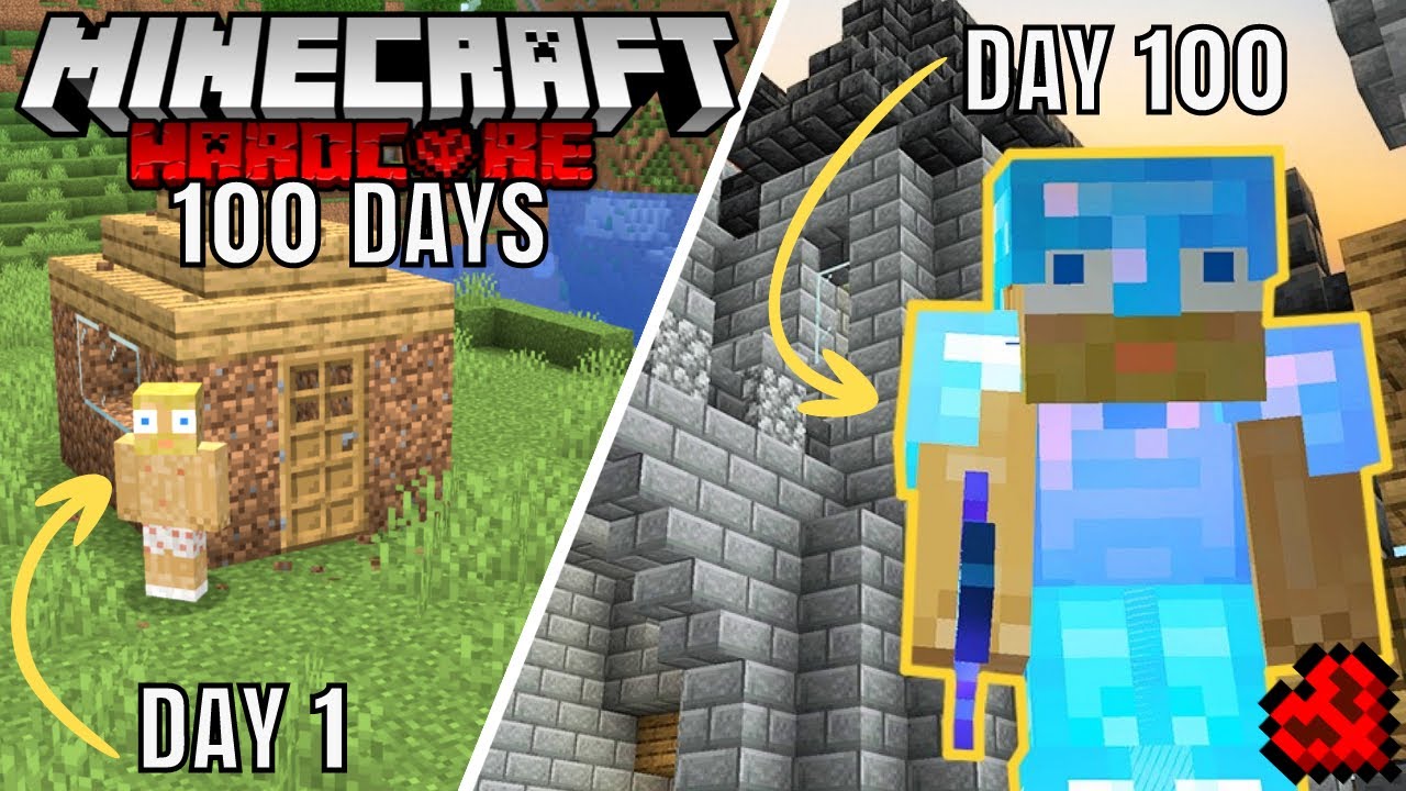 I SURVIVED 100 DAYS IN MINECRAFT BUT IT'S HARDCORE - YouTube