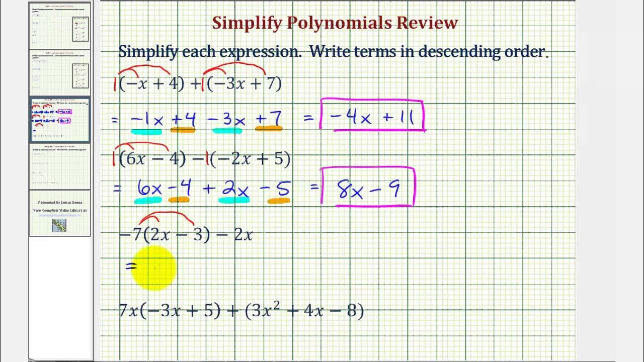 Ex: Simplify Polynomial Expressions - Add/Subtract/Multiply - YouTube