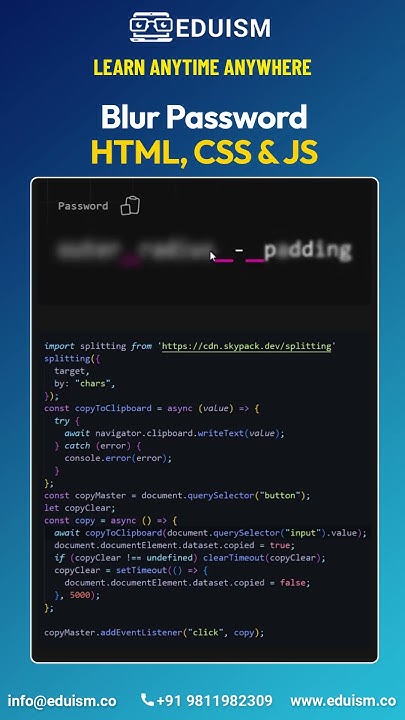 Blur Password Html Css And Js Coding Html Css Javascript Js Programminglanguage