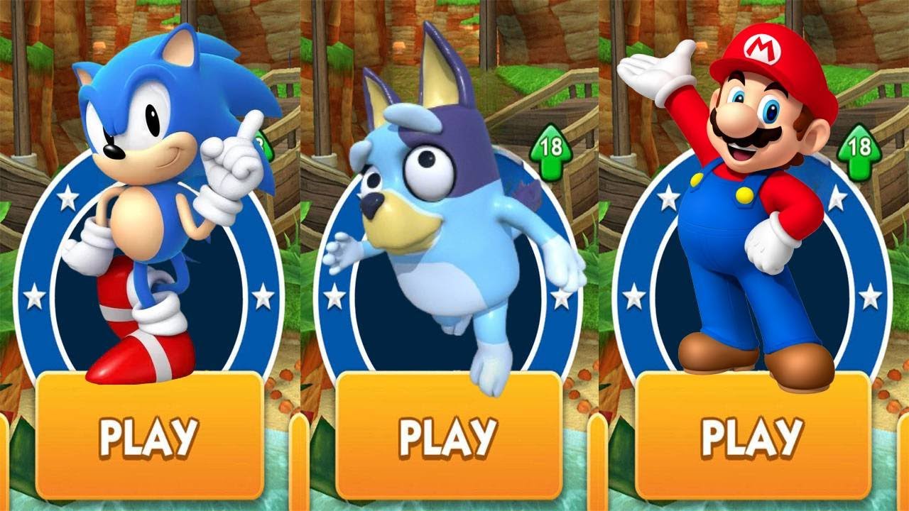 Classic Sonic vs Bluey 3D Run vs Super Mario Subway Surfers All Stars ...