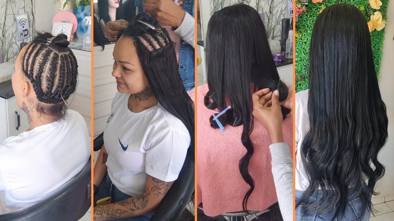 Entrelace de Cabelo Liso com disfarce (enrolando pontas) Weave Middle ...