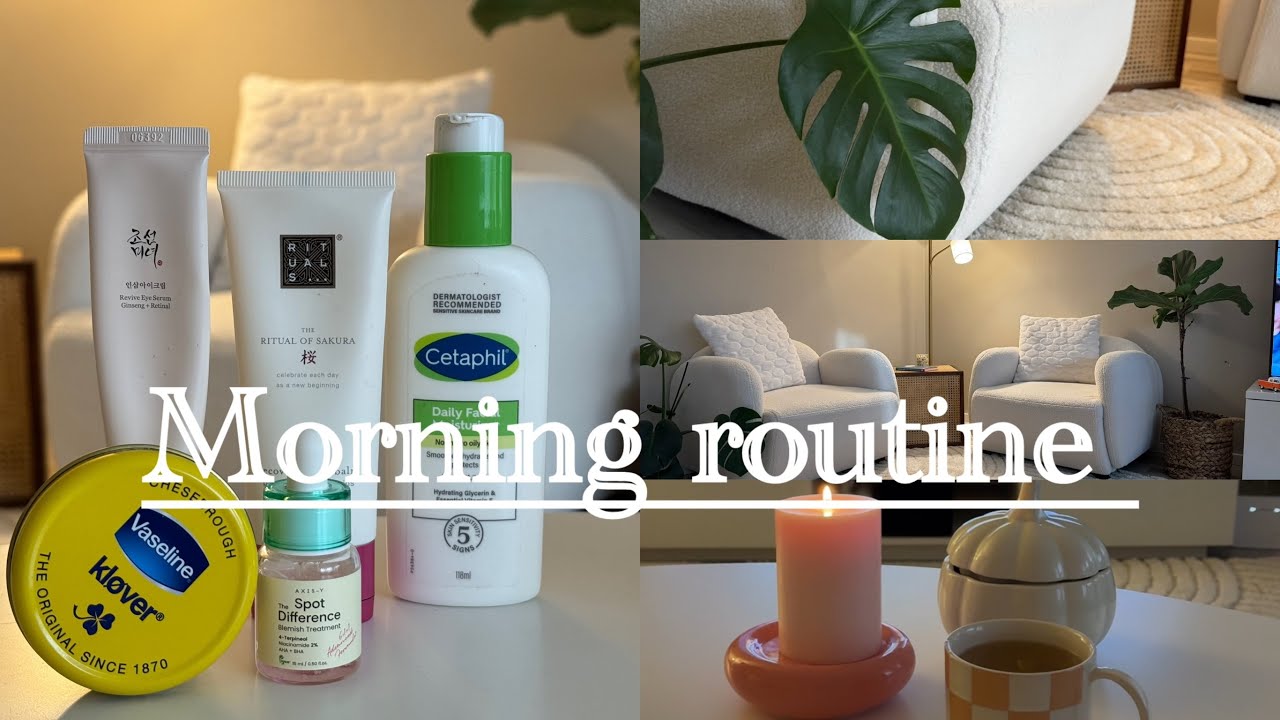 Morning routine/ Homemade almond milk/ Skincare products/ Rainy day in ...