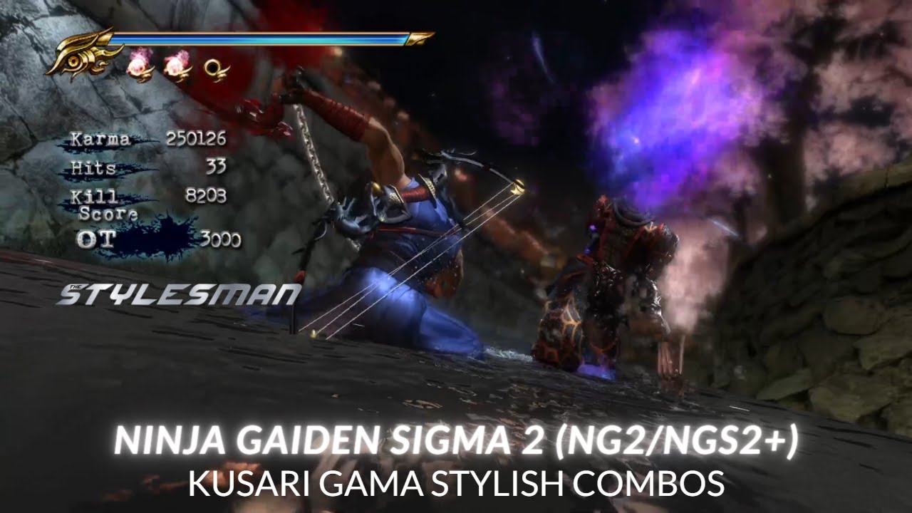 Ninja Gaiden Sigma 2 (NG2/NGS2+) - Kusari-Gama Stylish Combos - YouTube