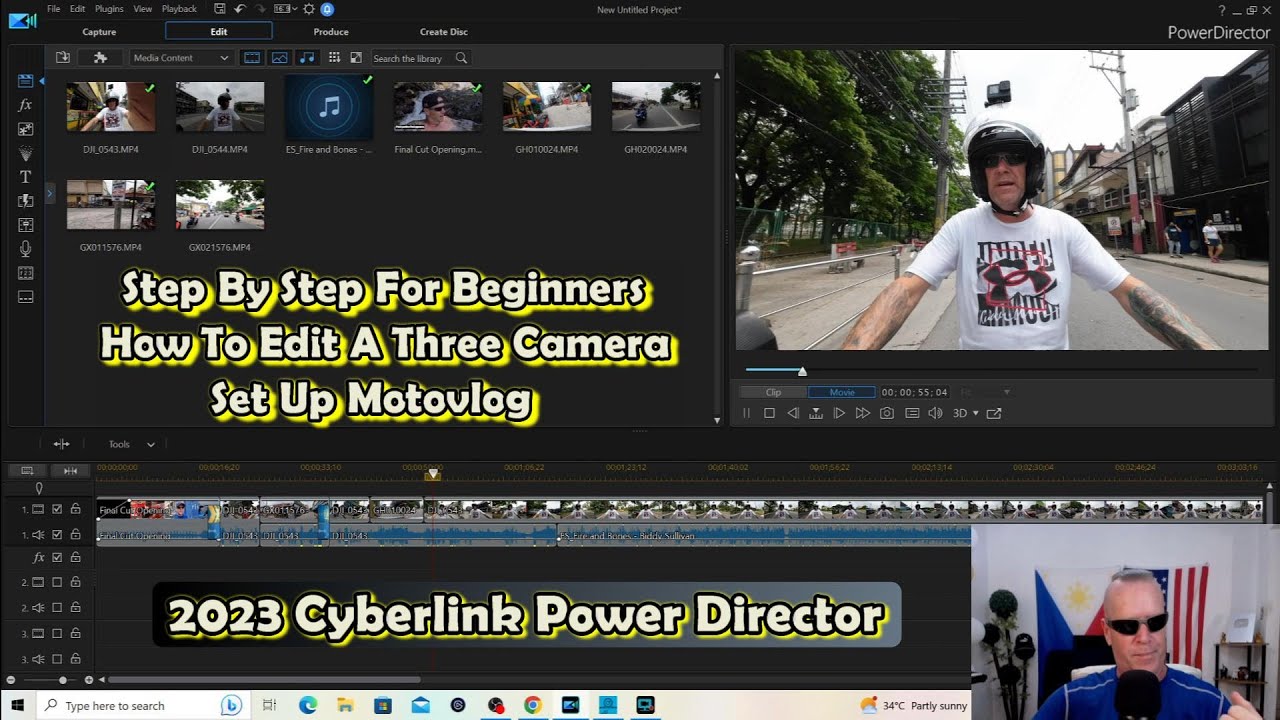 2023 CYBERLINK POWER DIRECTOR - HOW TO EDIT A MOTOVLOG USING A THREE ...
