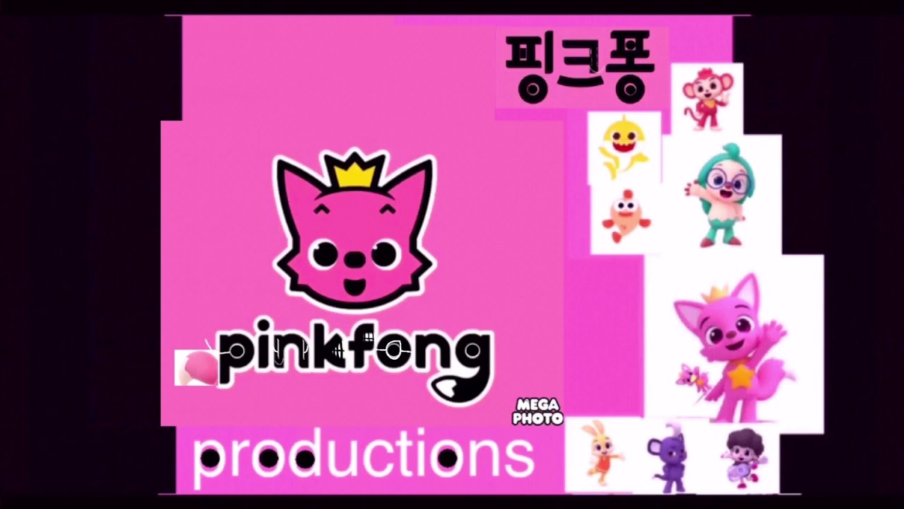 Pinkfong Logo With Logo Mascots And Korean Letters And Productions Text ...