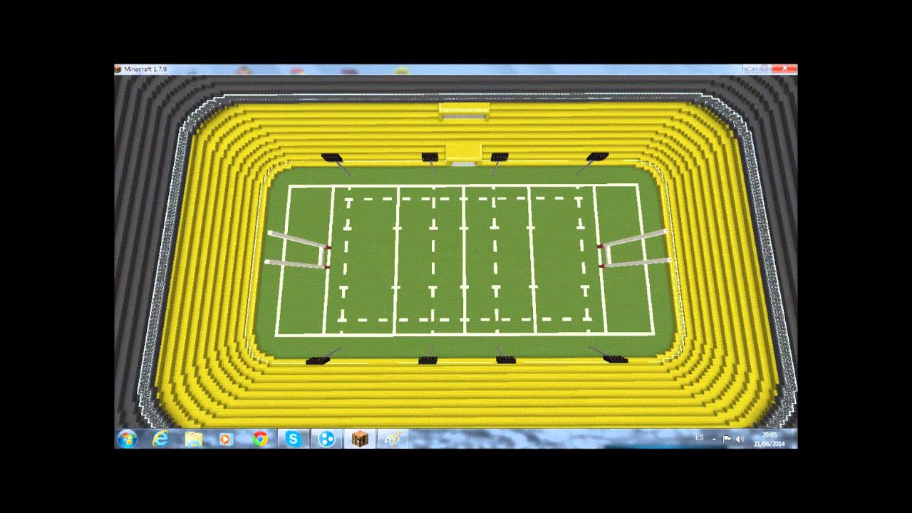 MEGA CONTRUCCIONES DE "MINECRAFT" (CANCHA DE RUGBY Y RASCACIELO) - YouTube