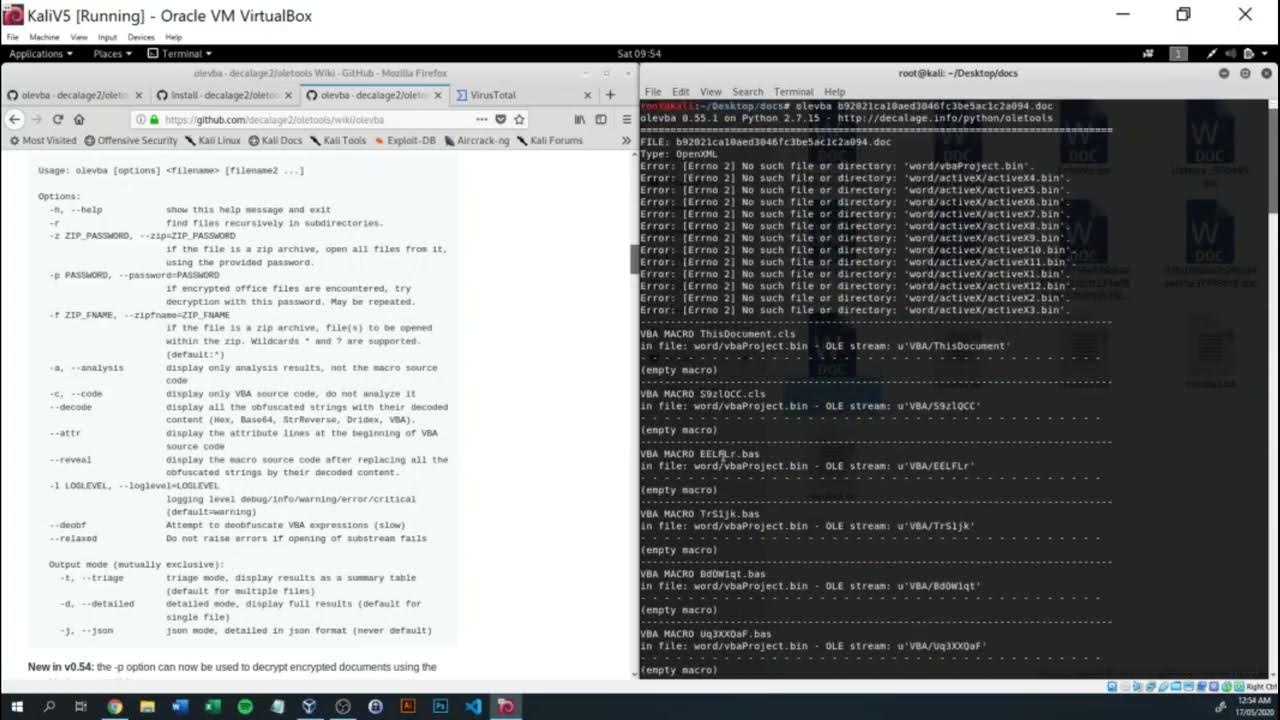 Extract malware from a Word document using olevba - YouTube