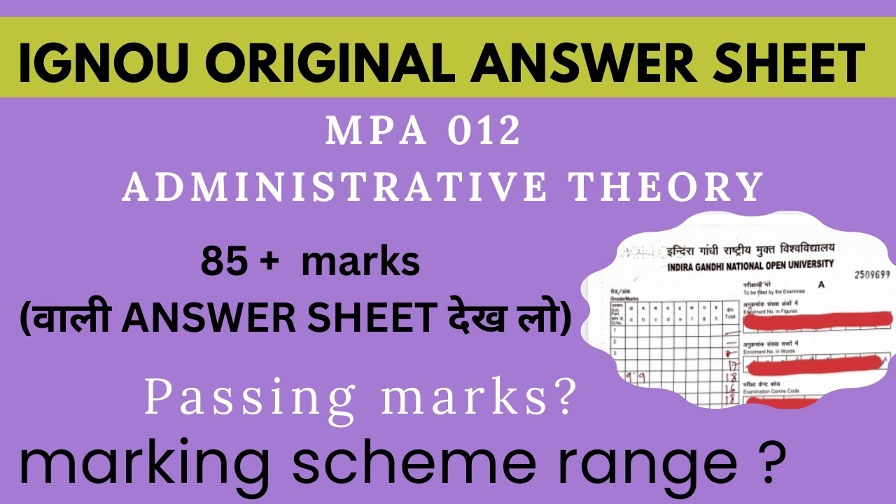Original Answer sheet | Ignou exam | MPA 12 | Passing marks & Avg ...
