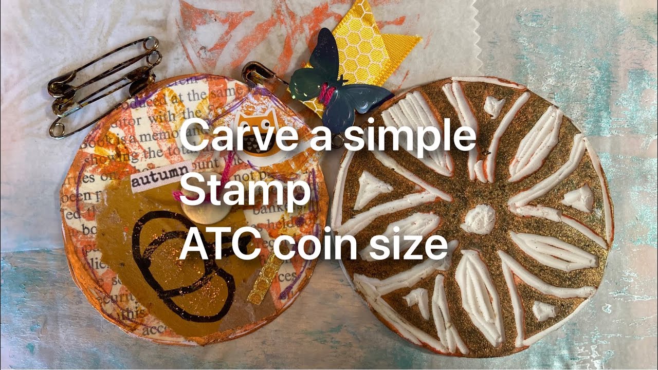 How to carve simple ink stamp ATC coin size for beginners PROCESS VIDEO ...