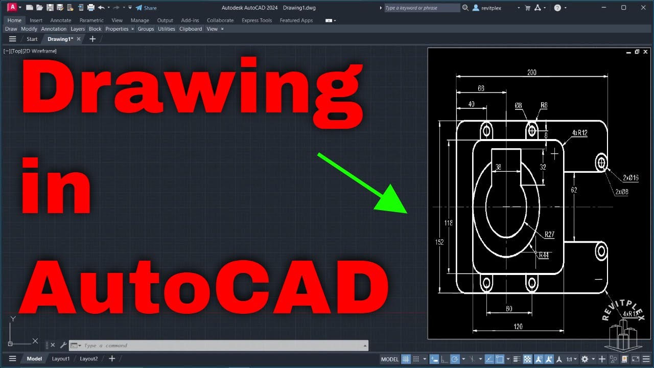 9th drawing for practicing in AutoCAD | Drawing in AutoCAD 2024 - YouTube