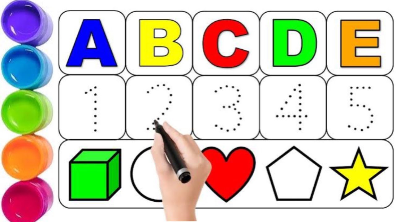 ABCD | 1234 | Shapes | Learn |spelling in english counting | A to Z | 1 ...