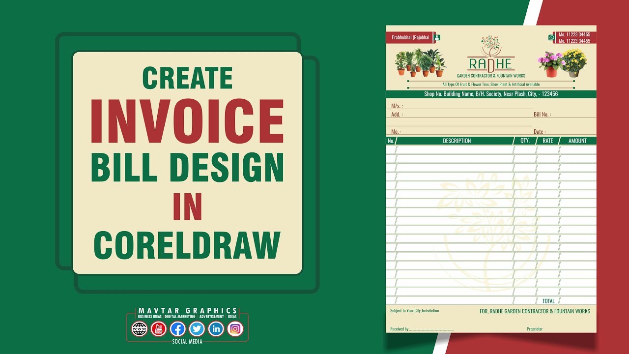 How To Make Invoice Bill In Coreldraw | Bill Design Kaise Banaye - YouTube