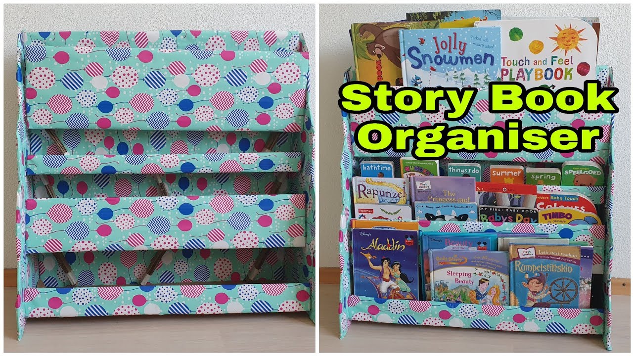 DIY Story Book Organizer || How to make a book organizer with cardboard ...