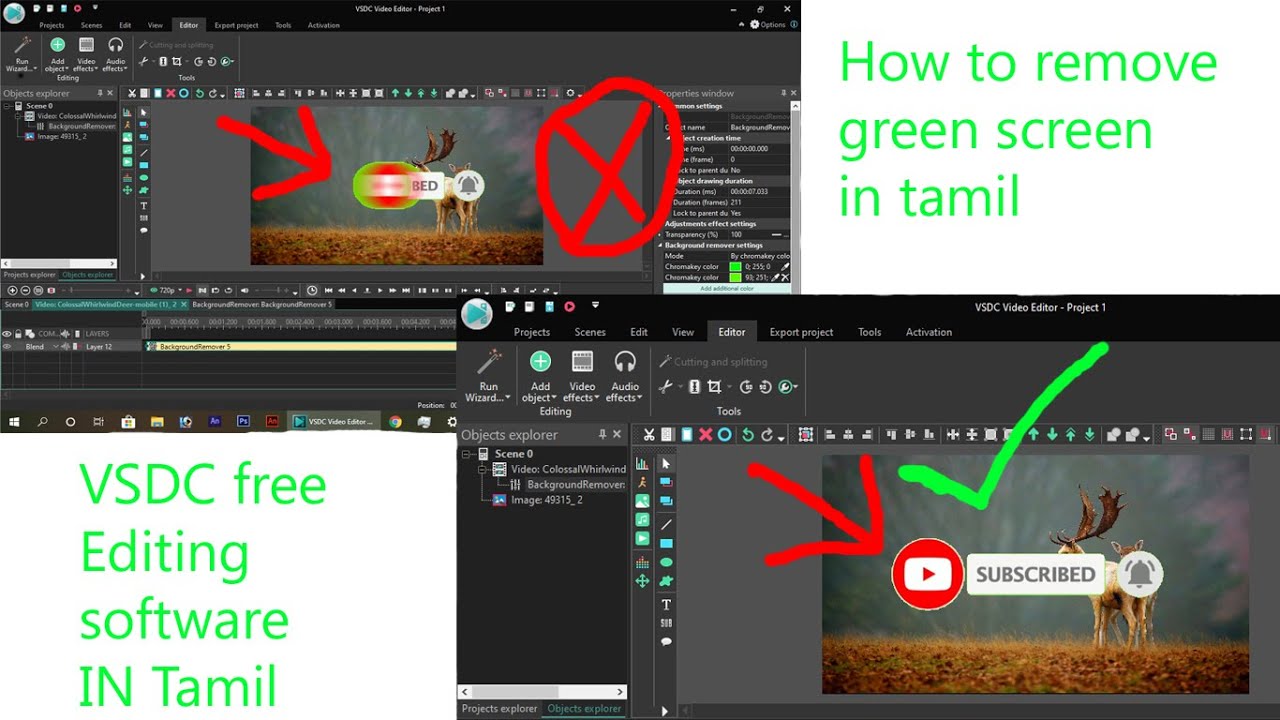 VSDC Free Editing Software Green screen Full video Part @3# தமிழில் ...