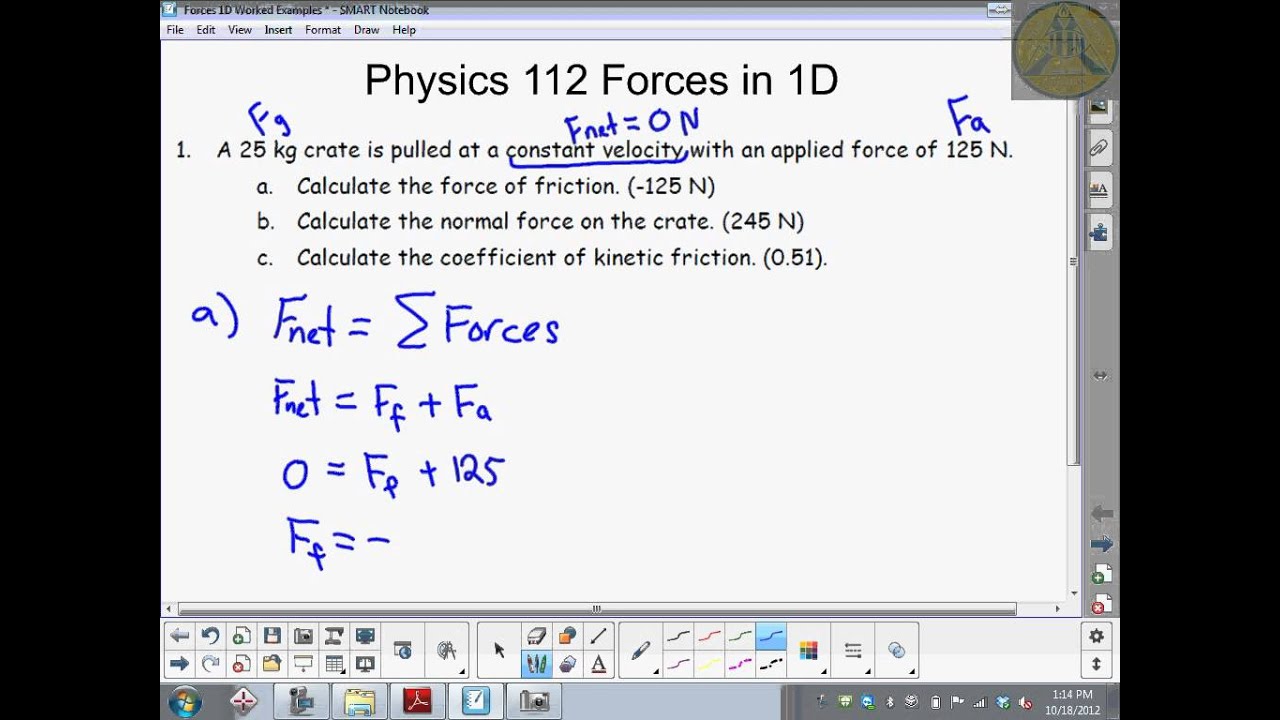 Physics 112 Forces 1D-01 - YouTube