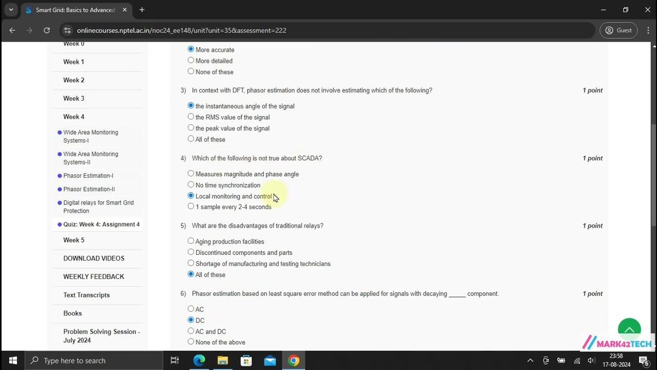 NPTEL Smart Grid: Basics to Advanced Technologies Week4 Assignment 4 Solution July 2024 - YouTube