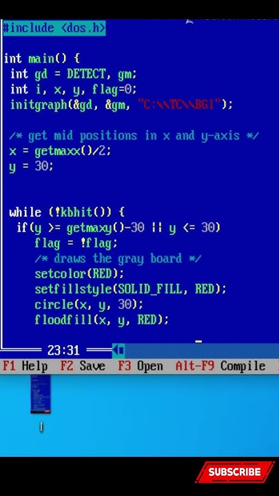 C program for bouncing ball graphics animation - YouTube