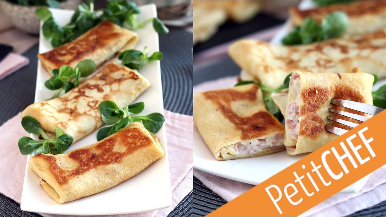 Crepe salgado recheado com BECHAMEL, queijo e presunto - YouTube