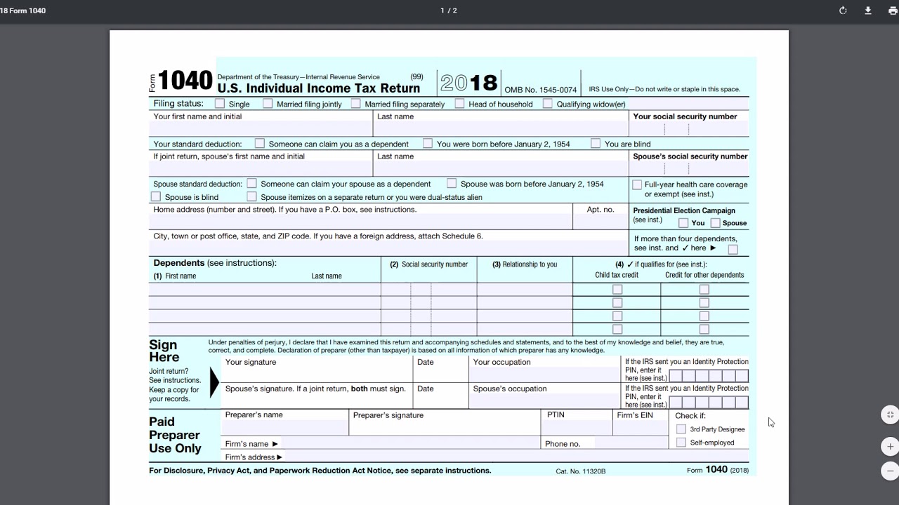 2 Minute Tax Topics - 2018 Form 1040 - Reviewing the Form - YouTube